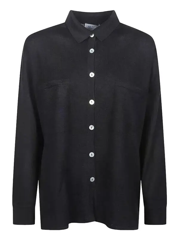 BEYOU Pocket Button Cardigan - Black