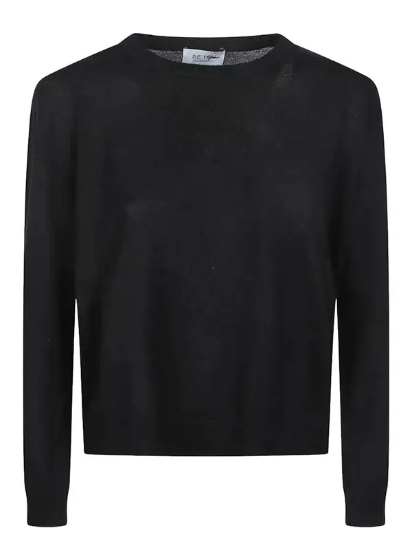 BEYOU Crew-neck Knitted Sweater - Black