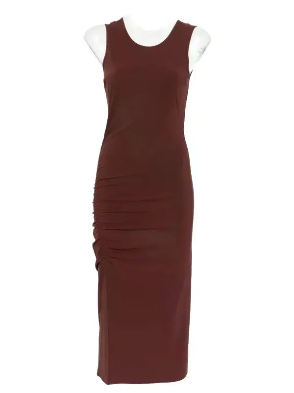 Patrizia Pepe Ruched Midi Dress - Brown