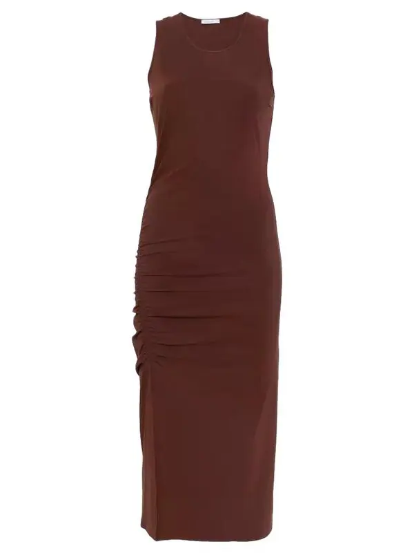 Patrizia Pepe Ruched Midi Dress - Brown