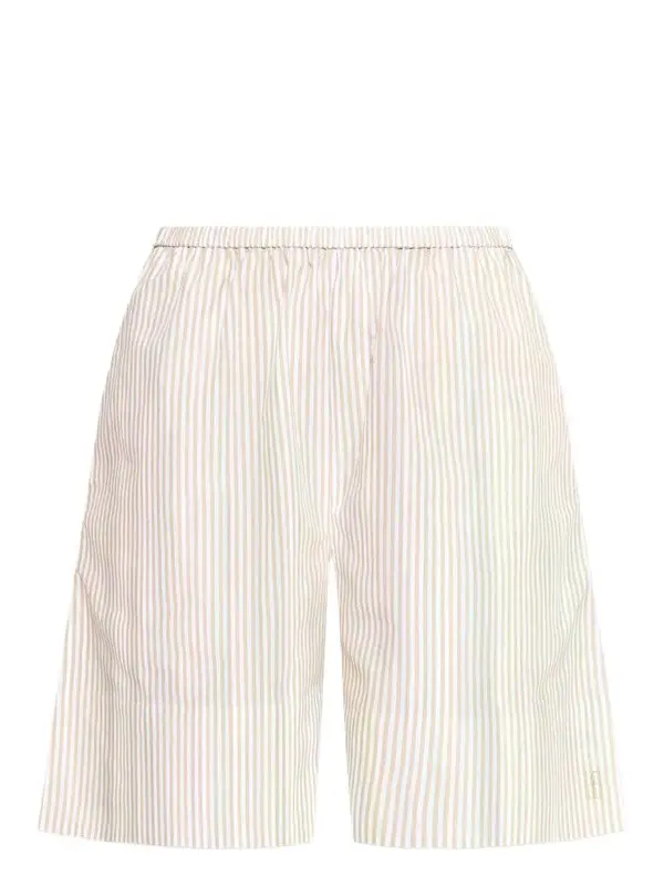 BY MALENE BIRGER Siona Striped Organic Cotton Shorts - White