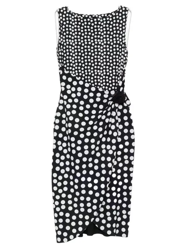 Chiara Boni La Petite Robe Polka Dot Flower Midi Dress - Black