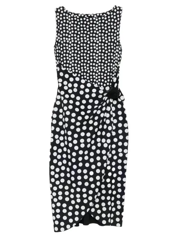 Chiara Boni La Petite Robe Polka Dot Flower Midi Dress - Black