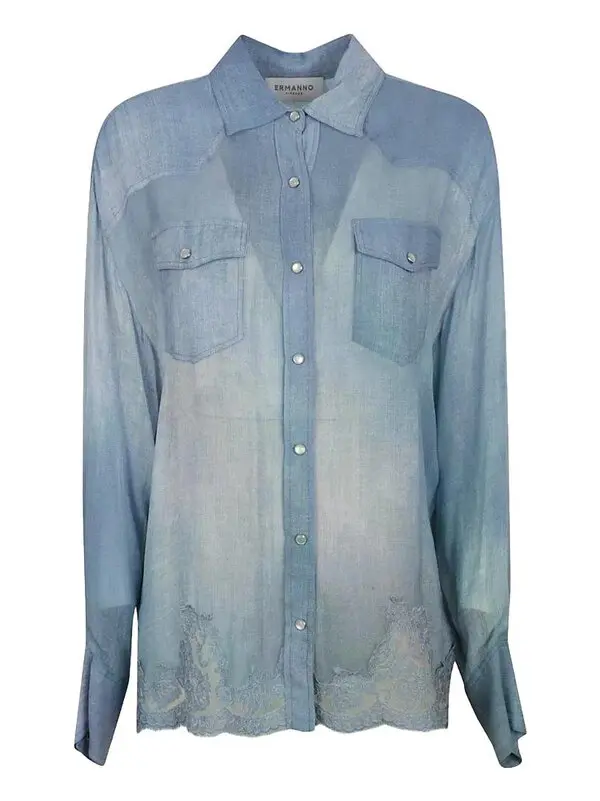 Ermanno Scervino Lace-trim Shirt - Blue