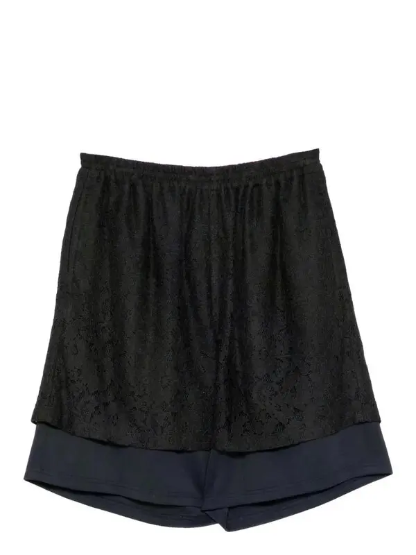 PUSHBUTTON Lace-embellished Shorts - Black