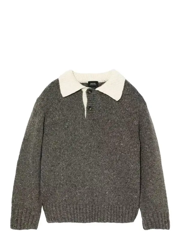 A.p.c. Contrasting Polo Sweater - Grey