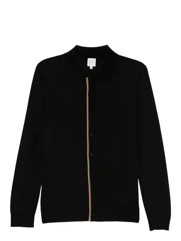 Paul Smith Striped Wool Cardigan - Black