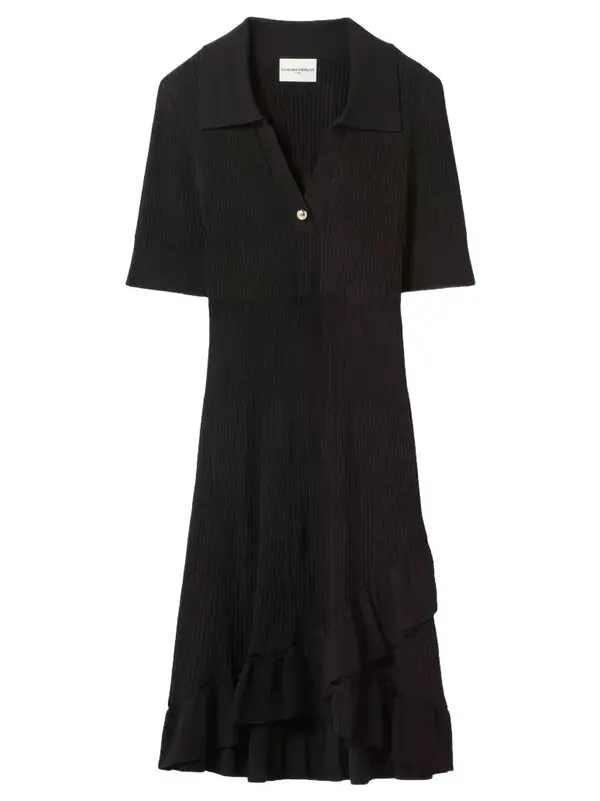 Claudie Pierlot Ruffled Polo Knitted Dress - Black