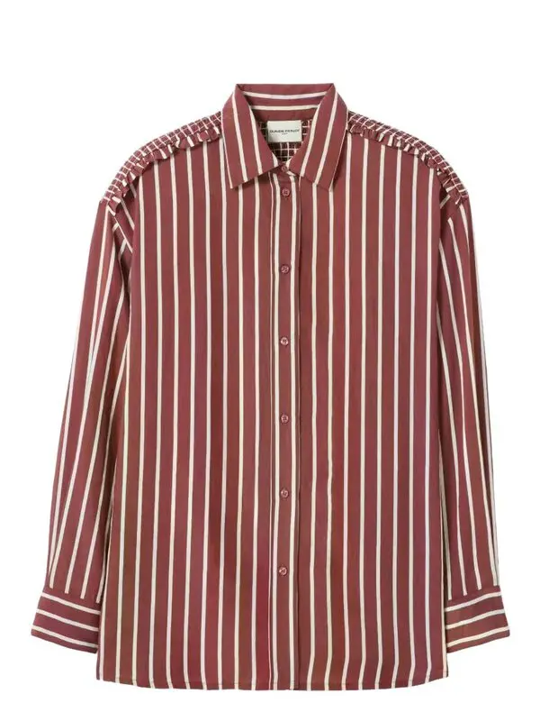Claudie Pierlot Striped Ruffled Shirt - Red