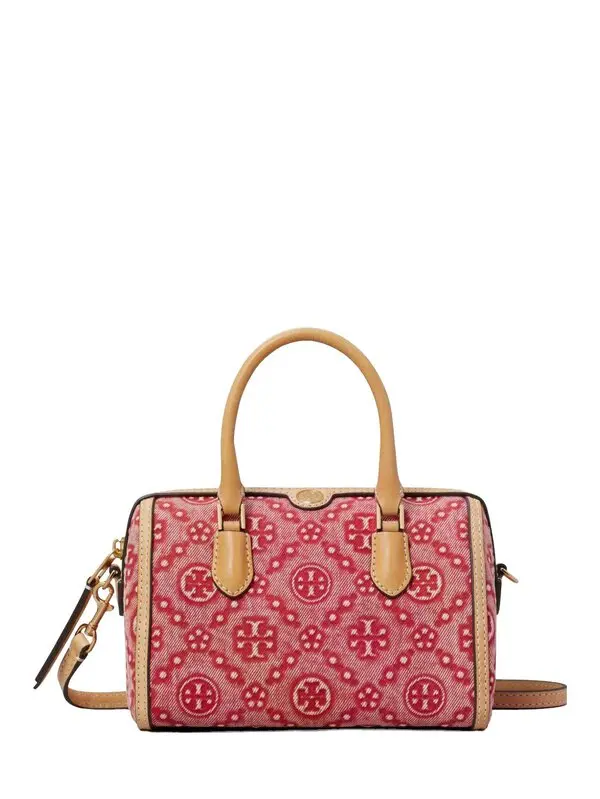 Tory Burch T Monogram Denim Petite Barrel Bag - Red