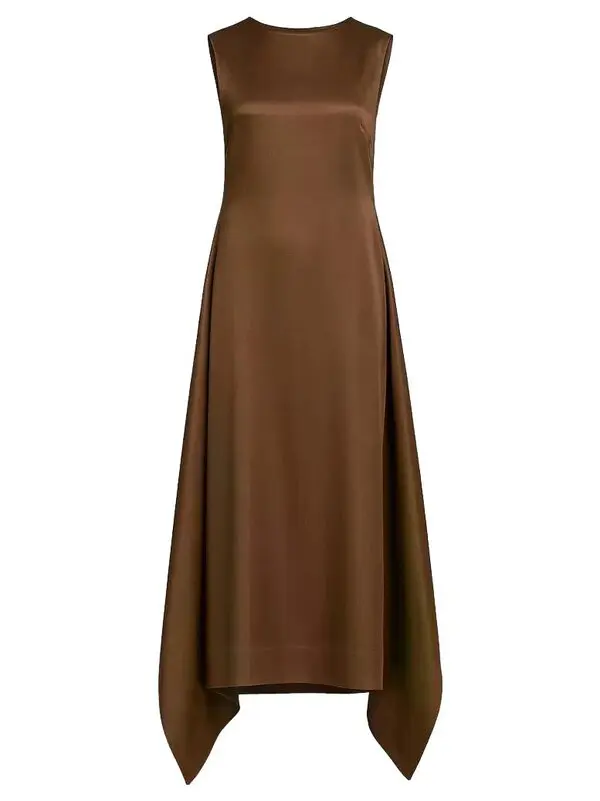 Alberta Ferretti Asymmetrical Sleeveless Dress - Brown