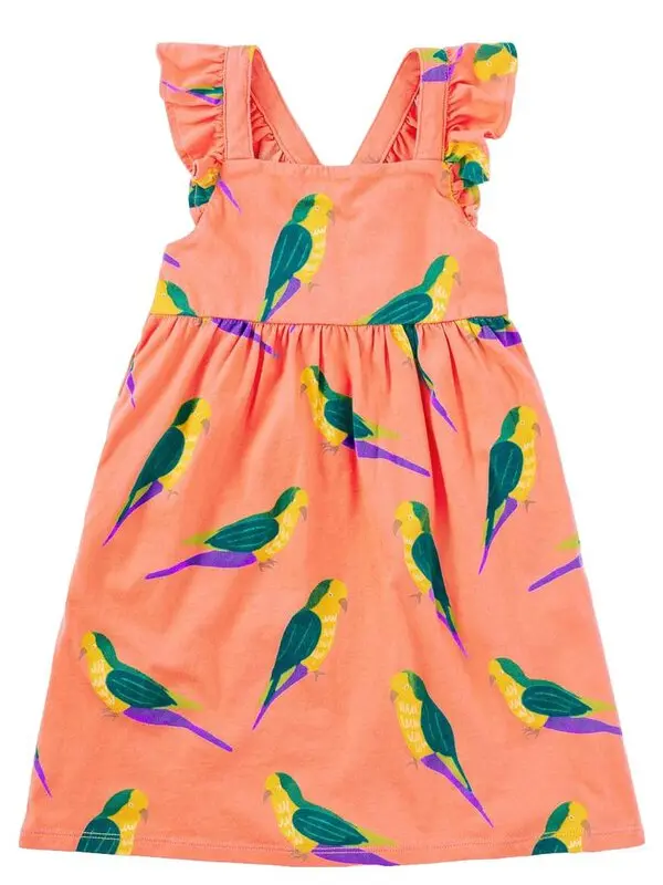 TEA COLLECTION Ruffle Strap Dress - Monk Parakeet