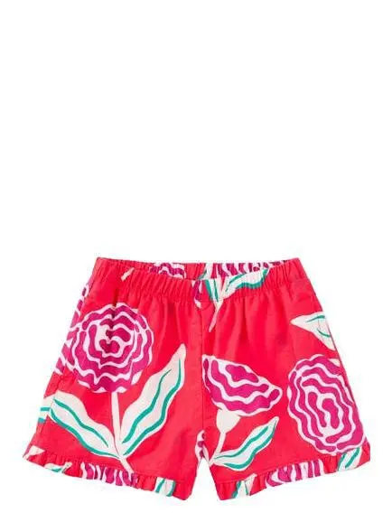 TEA COLLECTION Ruffle Hem Woven Shorts - Flamenco Carnation
