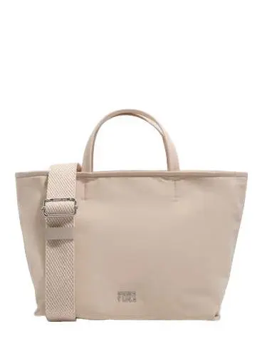 Bimba Y Lola Medium Gabardine Shopper Bag With Adjustable Strap - Sand
