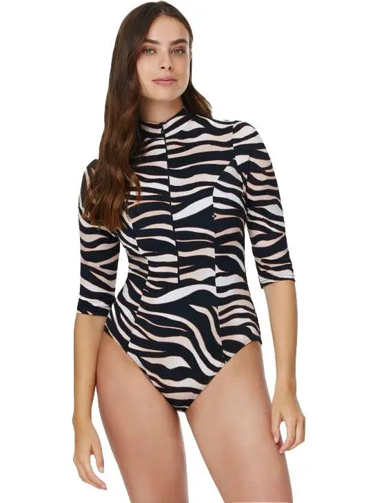 GOTTEX Modest 3/4 Sleeve One Piece Rashguard - Safari
