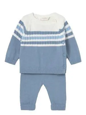 MAYORAL Knitted Striped Outfit - Light Blue