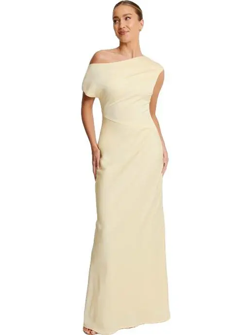 SIX STORIES Asymmetric Satin Bridesmaid Gown - Lemon