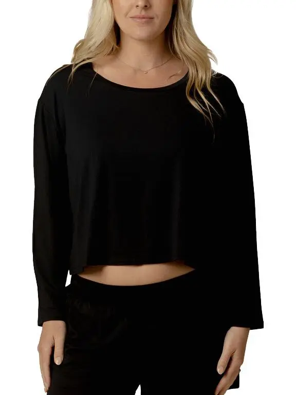 KINDRED BRAVELY Aria Long Sleeve Cropped Top - Black