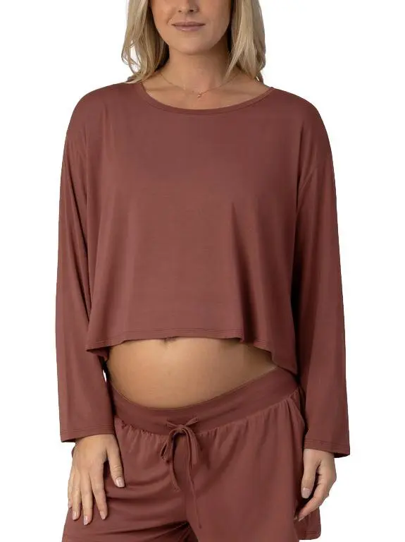 KINDRED BRAVELY Aria Long Sleeve Cropped Top - Redwood