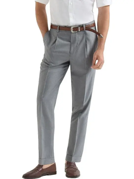 Brunello Cucinelli Hopsack Leisure Fit Trousers - Grey