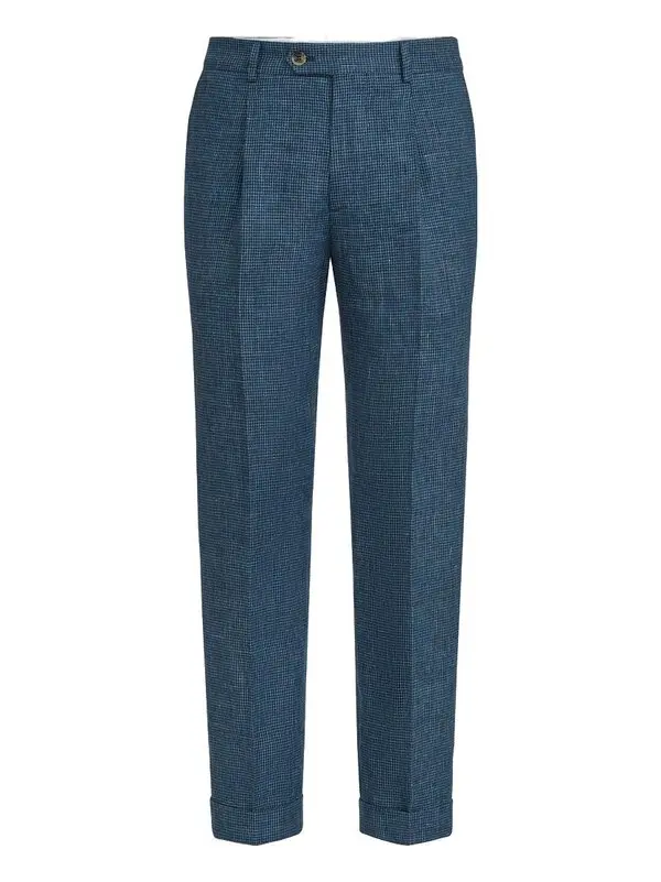Brunello Cucinelli Houndstooth Pleated Trousers - Denim