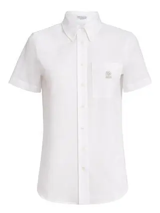 Brunello Cucinelli Short Sleeve Cotton Piqué Shirt - White