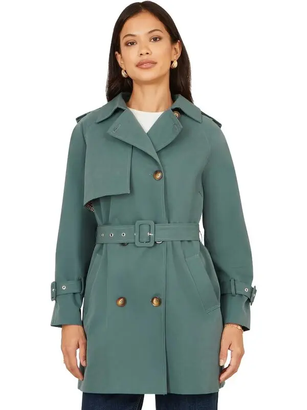 YUMI Belted Trench Coat - Blue