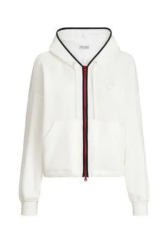 Brunello Cucinelli Hooded Cotton Piqué Sweatshirt With Logo - White