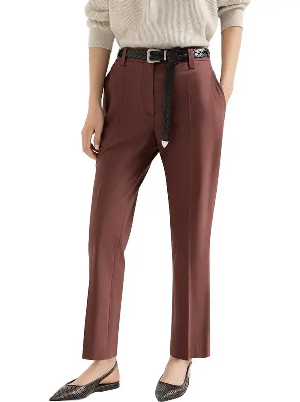 Brunello Cucinelli Cigarette Trousers - Bordeaux