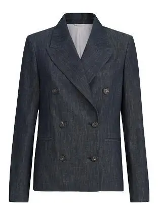 Brunello Cucinelli Denim-effect Twill Blazer - Dark Denim