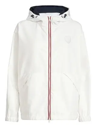 Brunello Cucinelli Hooded Nylon Outerwear Jacket With Logo - White