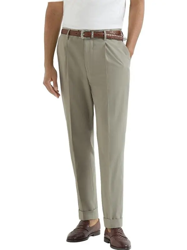 Brunello Cucinelli Trousers With Pleats - Khaki