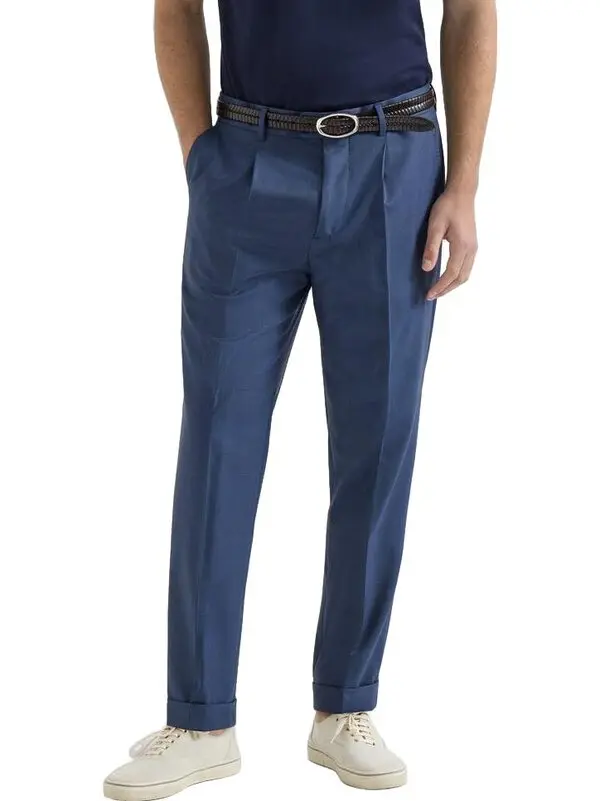 Brunello Cucinelli Prince Of Wales Virgin Wool Trousers - Blue