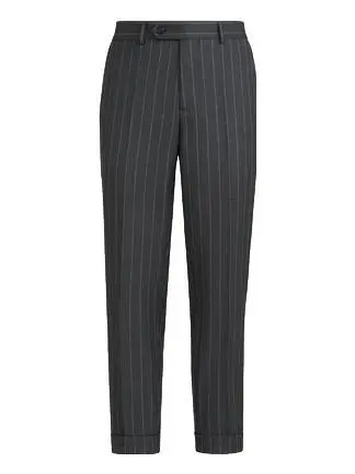Brunello Cucinelli Wide Chalk Stripe Pure Wool Trousers - Grey