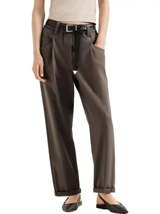 Brunello Cucinelli Baggy Pull-on Trousers - Pine Cone Brown