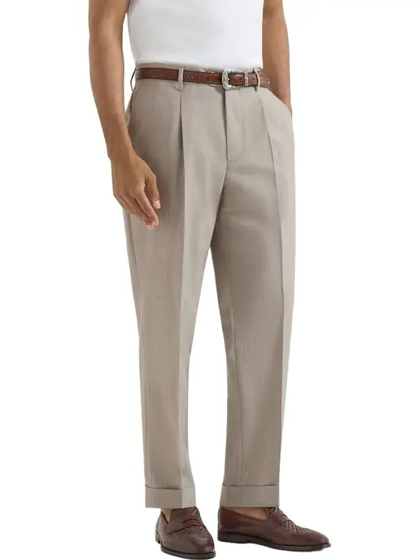 Brunello Cucinelli Virgin Wool Trousers - Brown