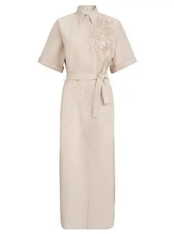 Brunello Cucinelli Dress With Seabed Embroidery - Beige Silk