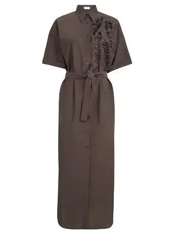 Brunello Cucinelli Dress With Seabed Embroidery - Brown