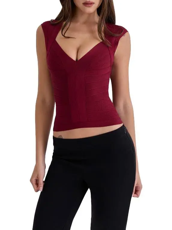 House Of Cb The Icon Bandage Top - Wine