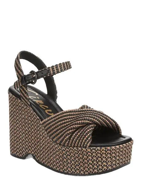CIRCUS NY BY SAM EDELMAN Joanne Ankle Strap Platform Wedge Sandal - Black/rich Cognac