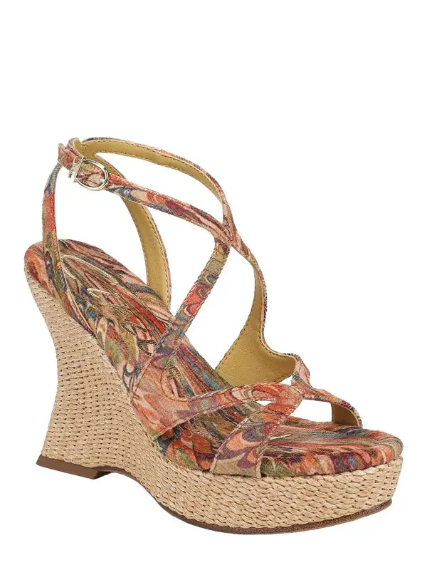 CIRCUS NY BY SAM EDELMAN Trina Platform Wedge Sandal - Sunbaked Orange Multi