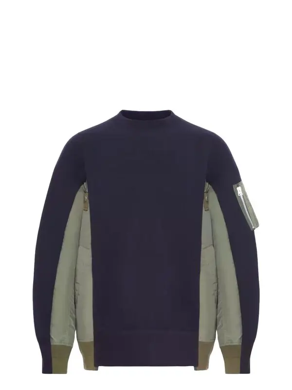 Sacai Patchwork Sweatshirt With Nylon Details - Blue