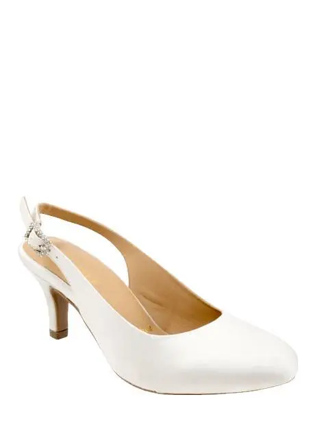 Trotters Lexi Slingback Pumps - White Satin