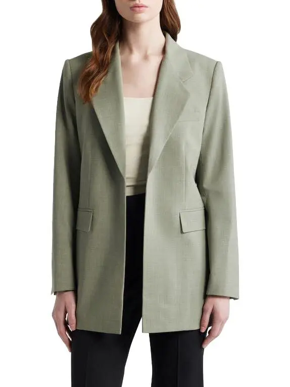 Theory Relaxed Stretch Wool Open Blazer - Vetiver Melange
