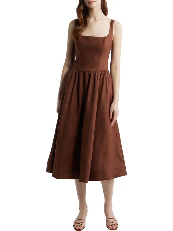 REFORMATION Janu Linen Sundress - Chocolate Cake