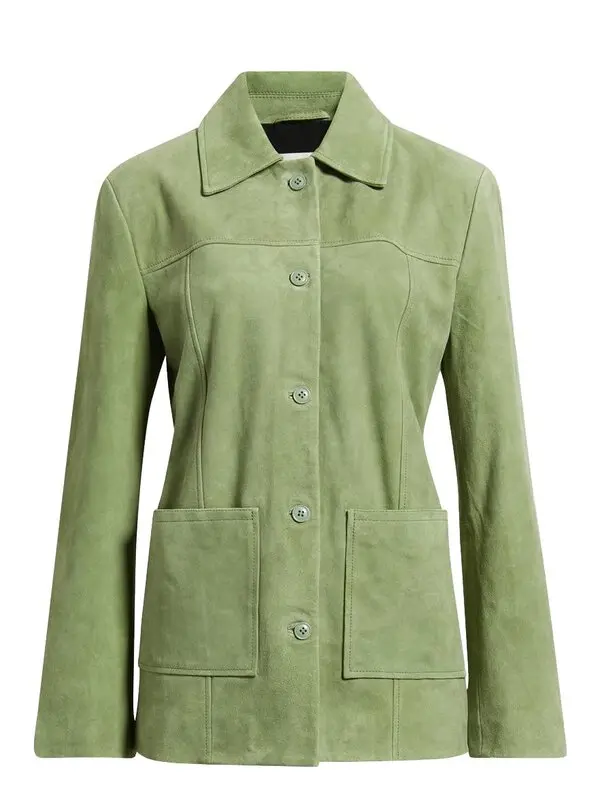 REFORMATION Veda Lincoln Suede Shirt Jacket - Prickly Pear