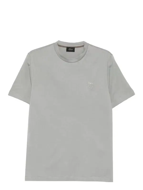 Brioni Embroidered Round-neck T-shirt - Grey