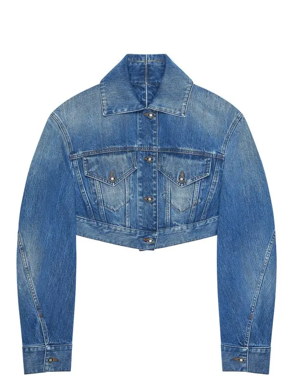 Givenchy Cropped Open-back Denim Jacket - Medium Blue
