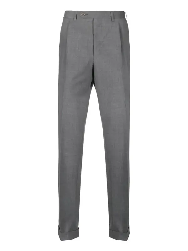 Canali Straight-leg Wool Tailored Trousers - Grey