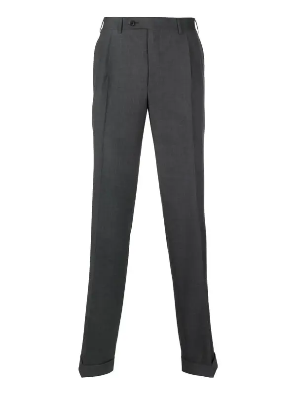 Canali Straight-leg Wool Tailored Trousers - Grey